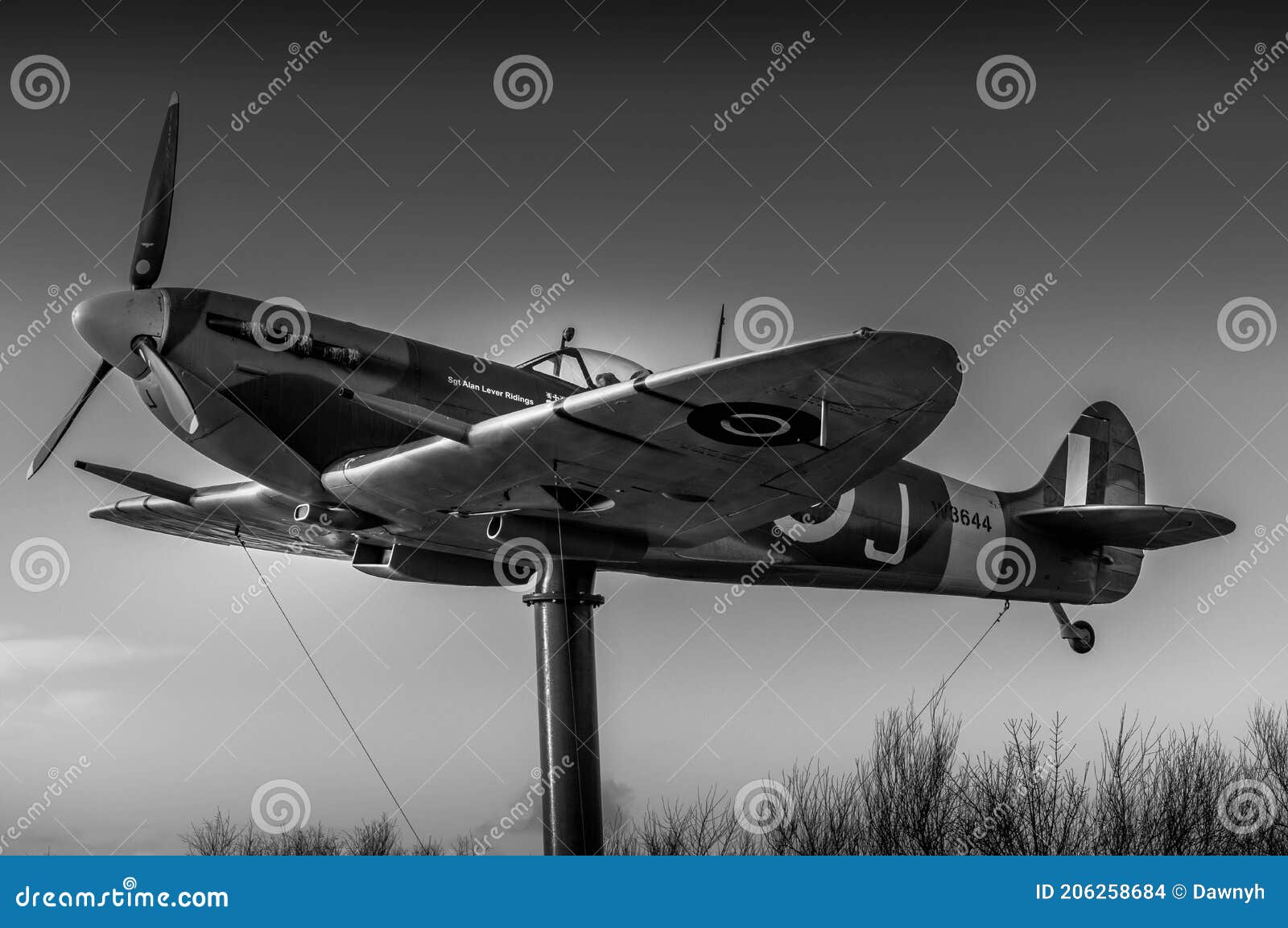 Spitfire Fighter Plane in Black and White Editorial Stock Image - Image ...