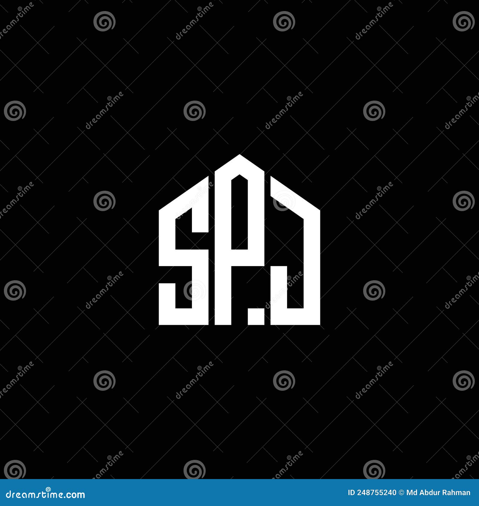 SPJ Letter Logo Design on BLACK Background. SPJ Creative Initials ...