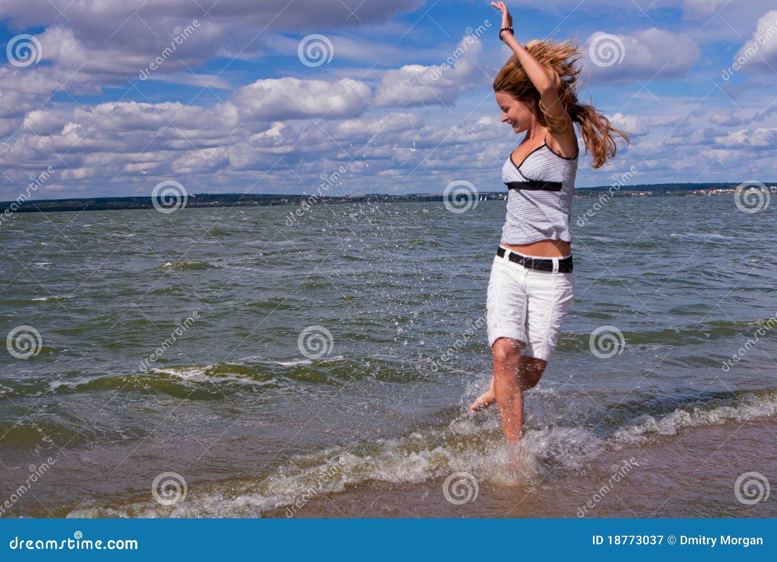 Splash it!!! stock image. Image of seaside, blonde, smile - 18773037