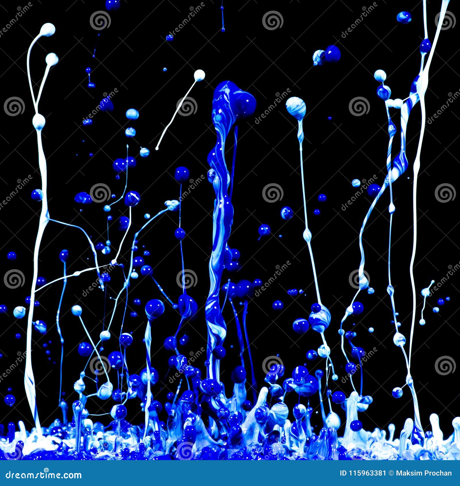 Splash of Acrylic Paint, Abstract Background Mixing Colors on Black ...