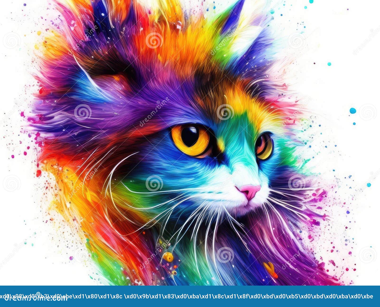Splash Art Cat Head on White Background. Ai Generative Stock ...