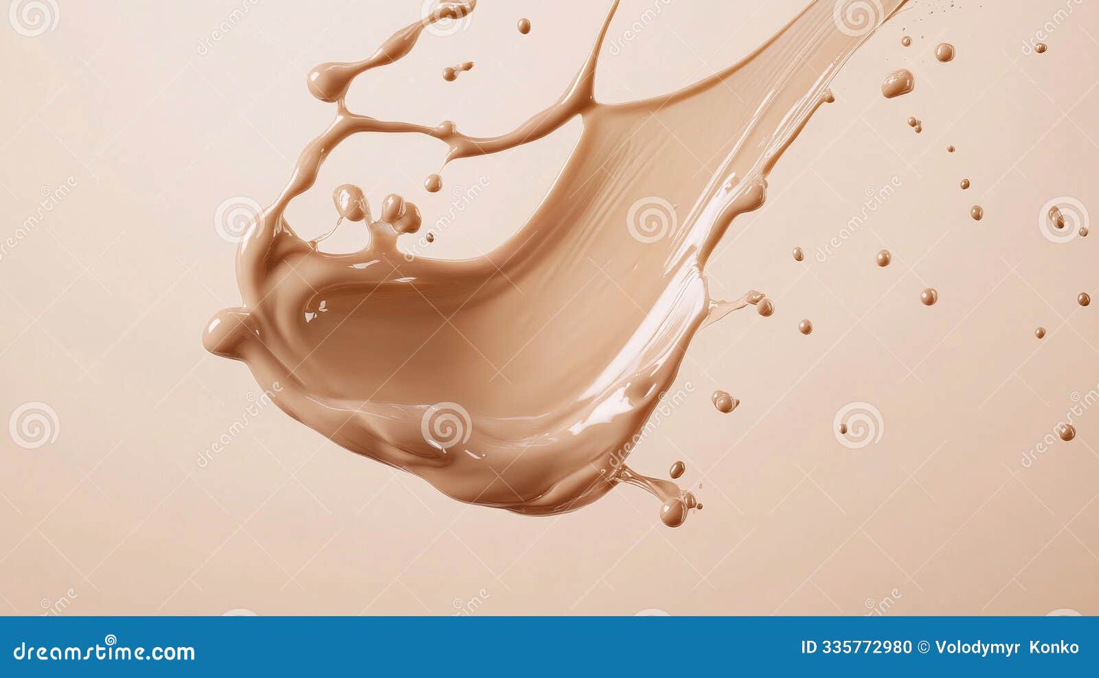 Splash of Beige Liquid in Motion, Abstract Art. Dynamic Movement and ...