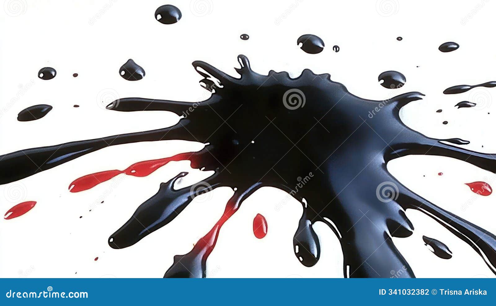 A Splash of Black and Red Liquid on a White Background, Creating an ...