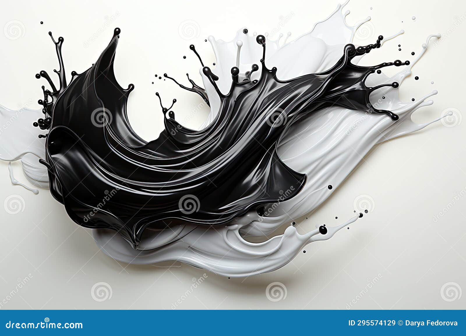 Splash of Black and White Liquid on Light Background. Stock ...