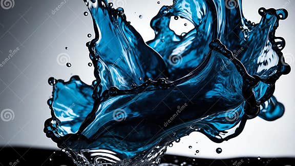 Splash of Blue Liquid Isolated in Black Ai Generated Stock Illustration ...