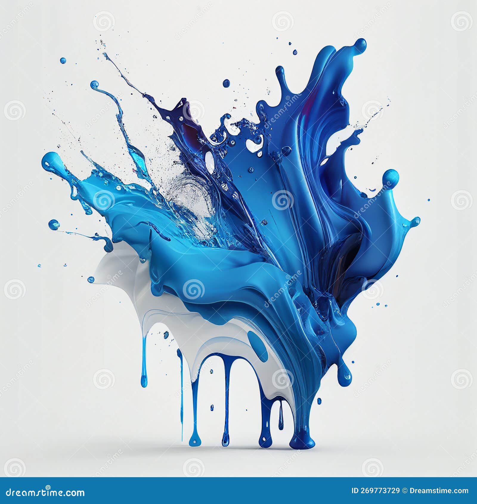 Splash of Blue Paint Liquid with Drops .Ai Generated Stock Illustration ...