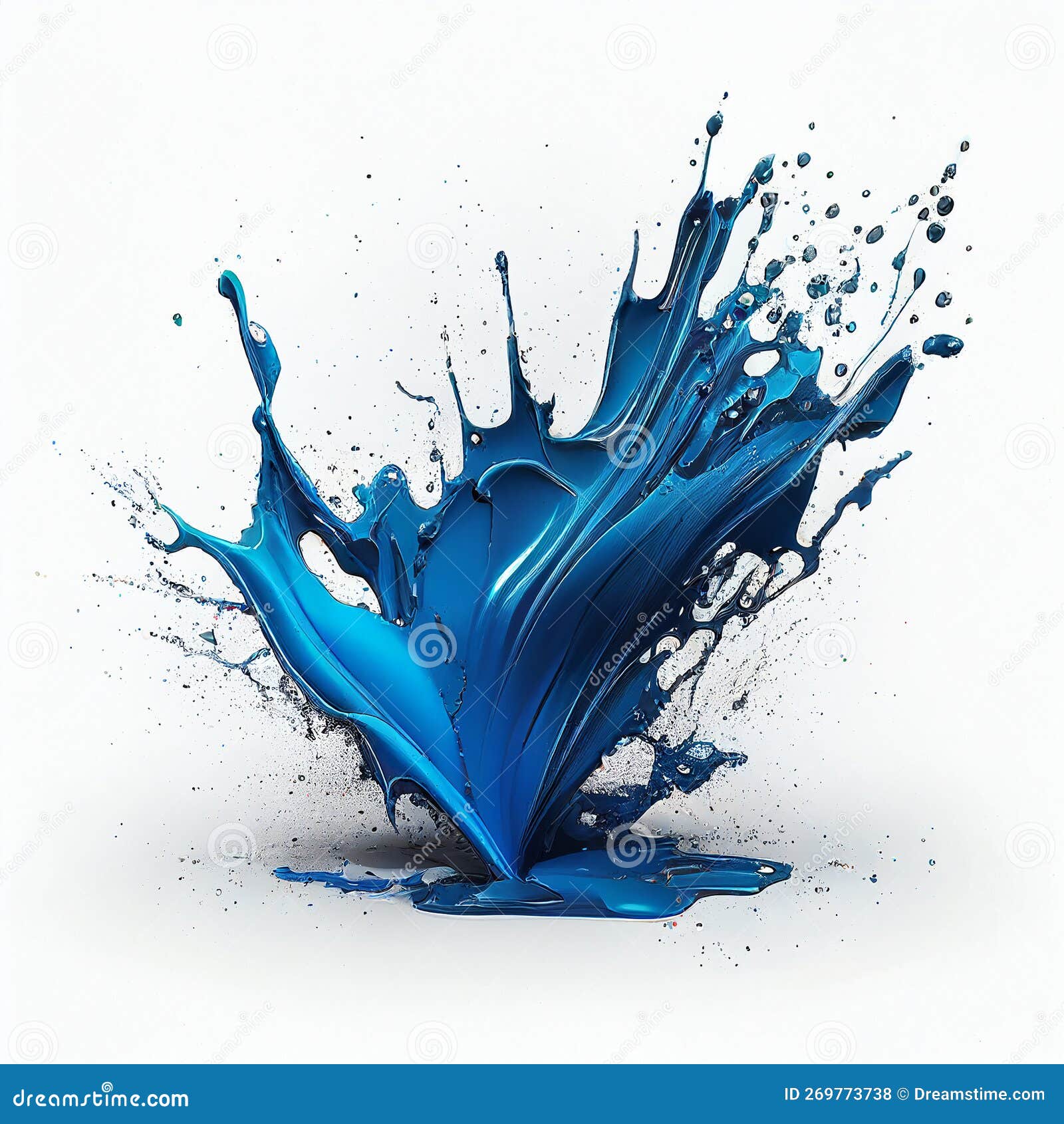 Splash of Blue Paint Liquid with Drops .Ai Generated Stock Illustration ...