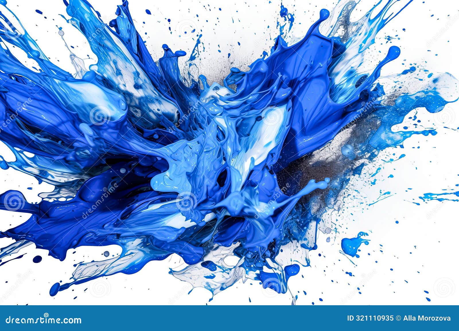 A Splash of Blue Paint on a White Background. Stock Image - Image of ...