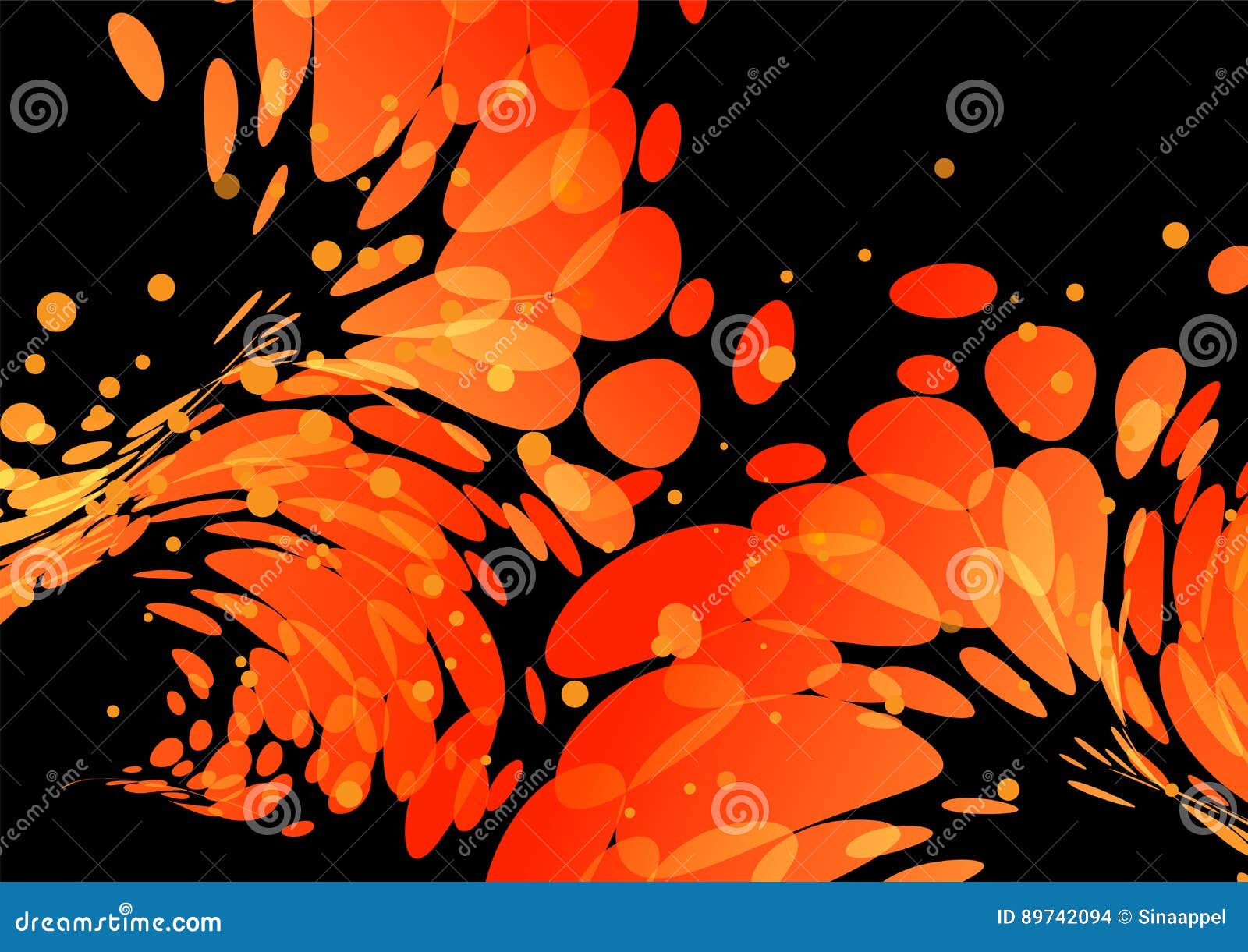Splash Burning Drops on Black Stock Vector - Illustration of flowing ...