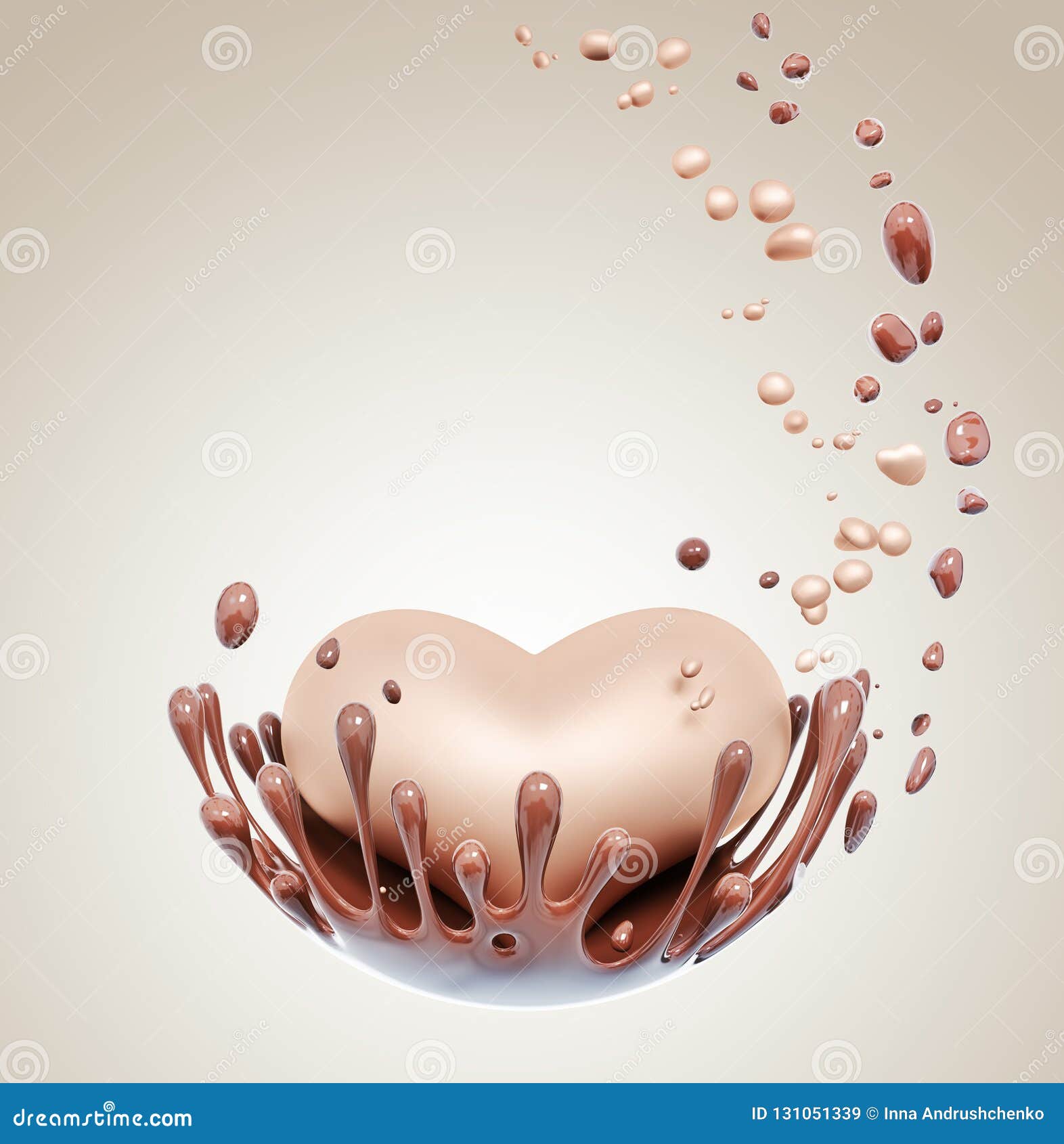 Splash Chocolate Abstract Background, Chocolate Heart 3d Rendering ...