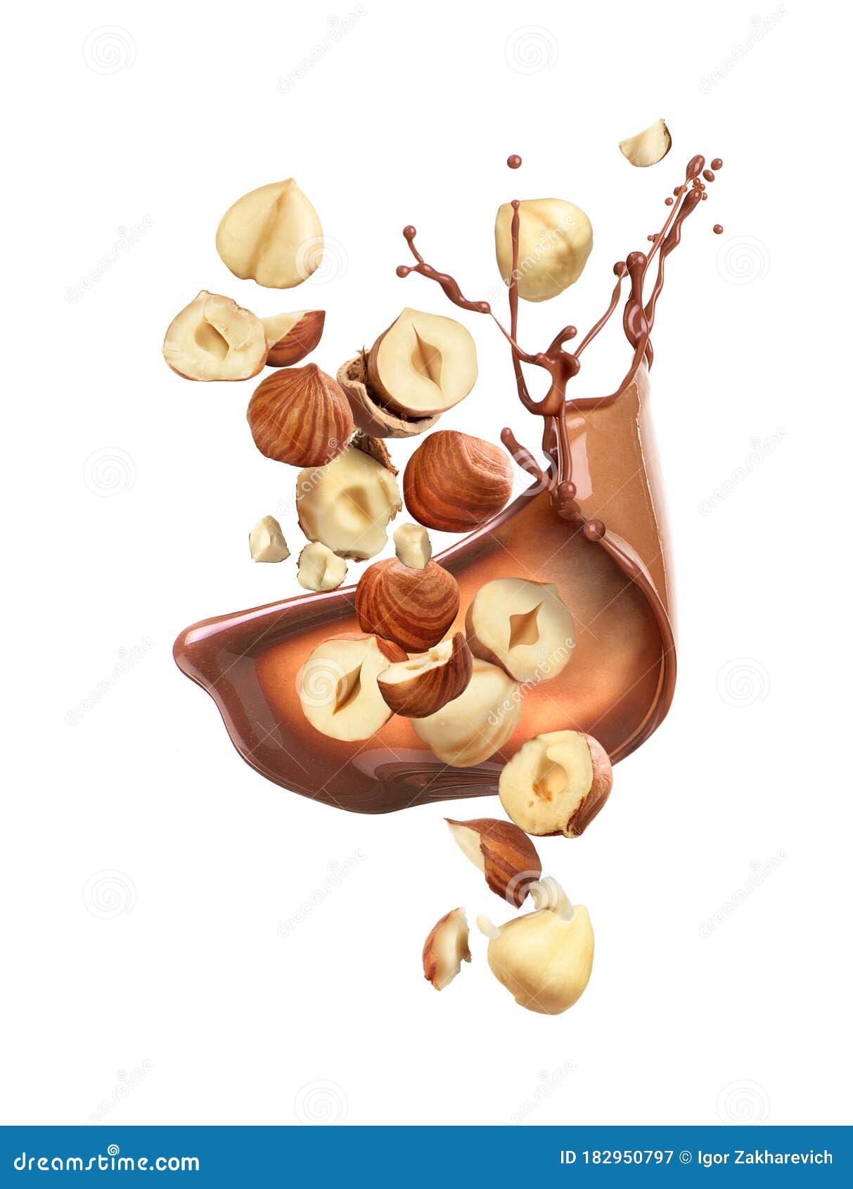 Splash of Chocolate with Hazelnuts on a White Background Stock Image ...