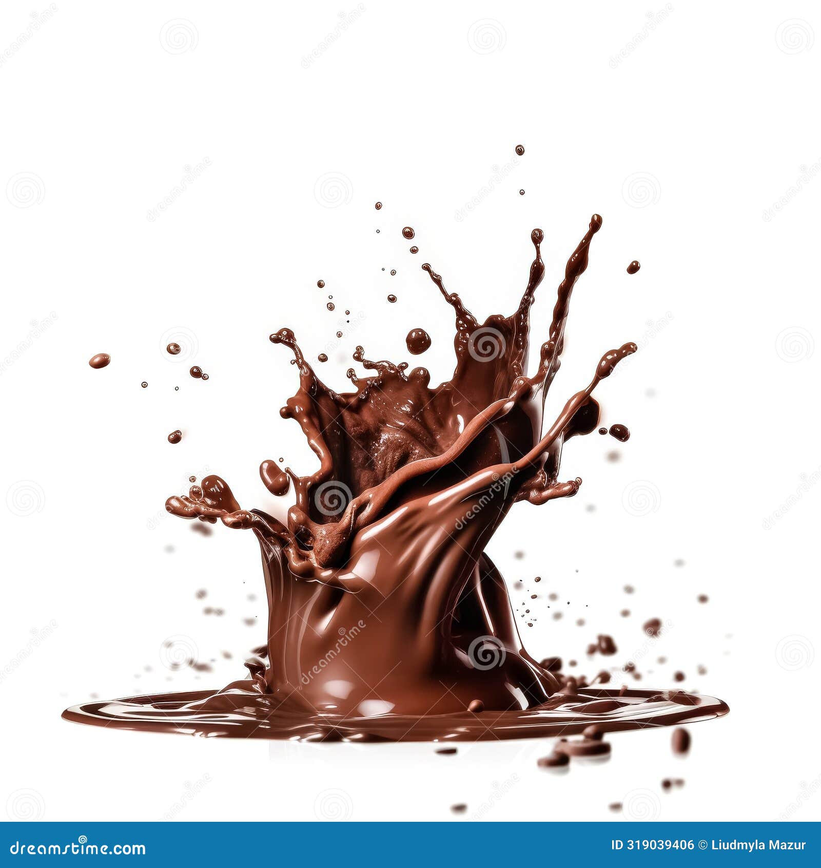 A Splash of Chocolate is Splattered Across a White Background Stock ...