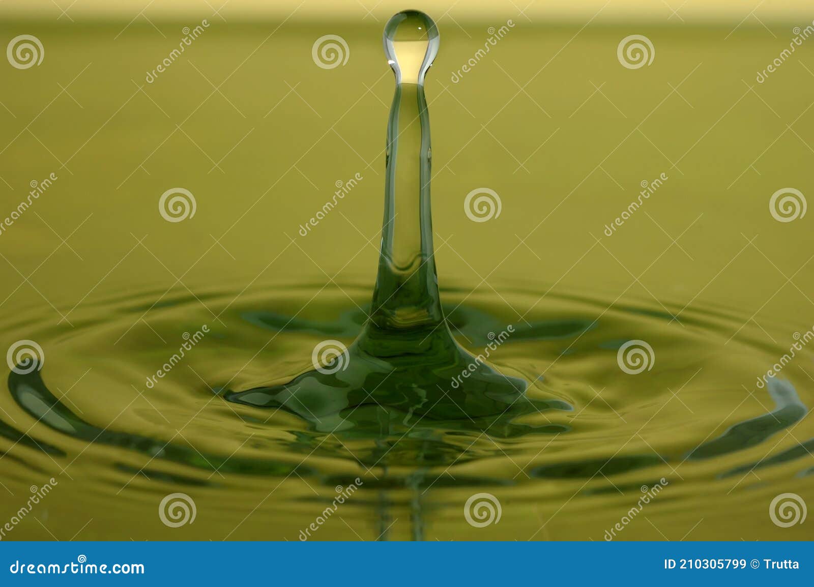 Green Drop Fall on Water Surface Stock Image - Image of rippled, liquid ...