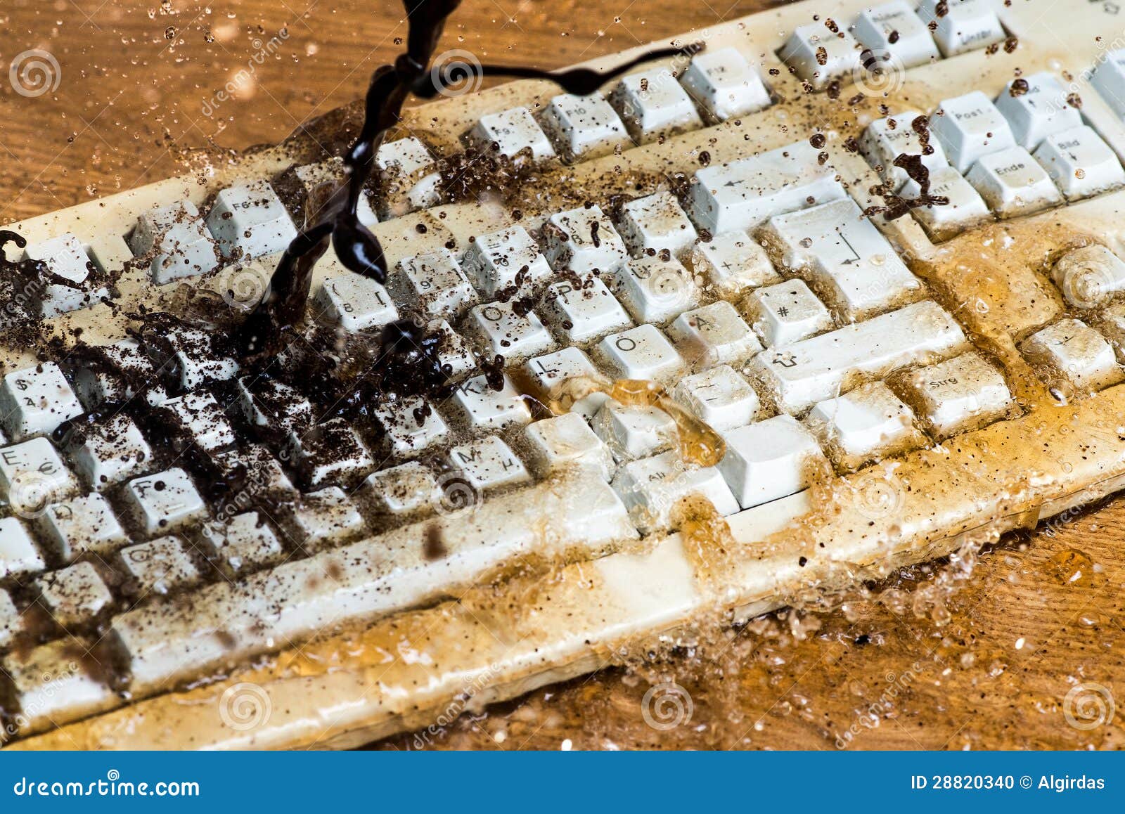 Splash of Coffee on Computer Stock Photo - Image of computing, accident ...
