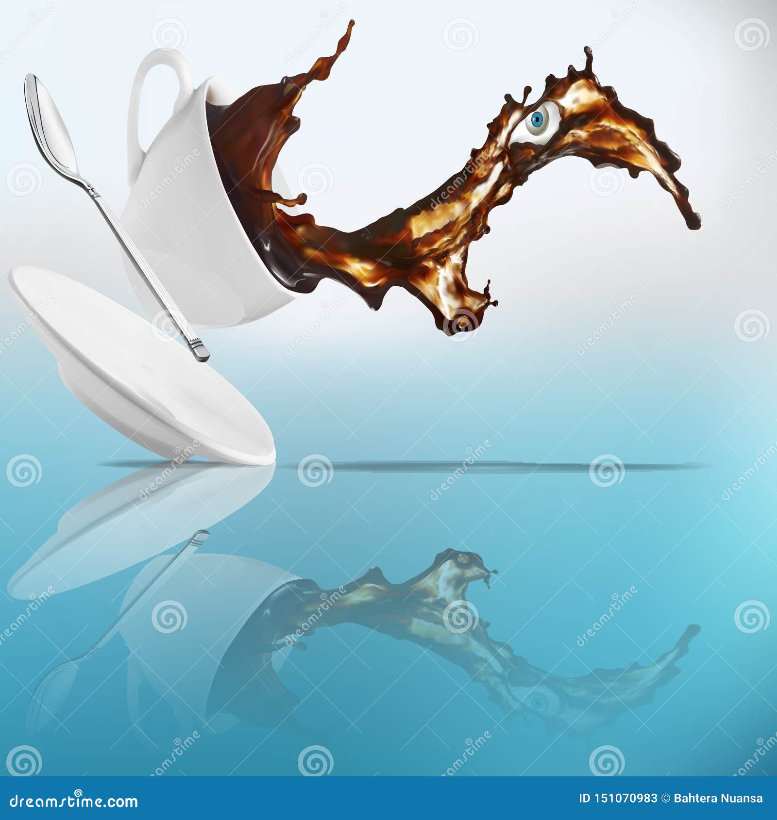 Splash Of Coffee In Carton Cup Vector Cartoon Card Template With Hand ...