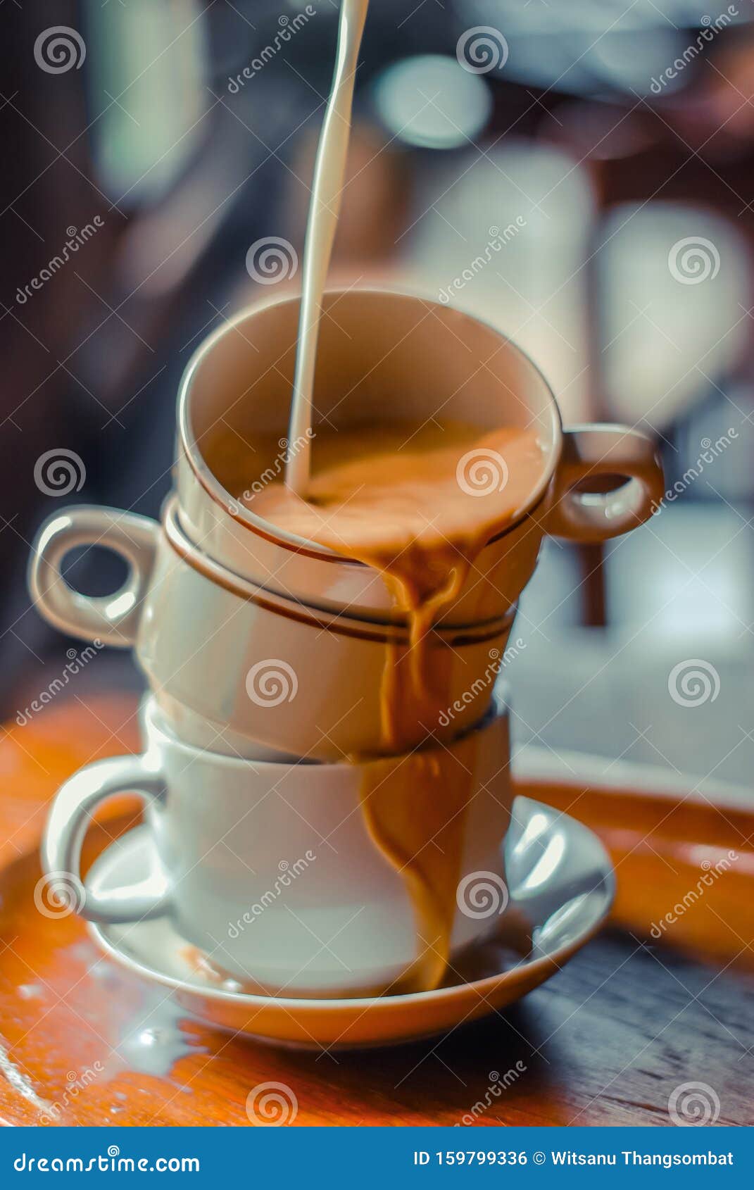 Splash and Coffee Drops on Coffee Splash with Stacked White Coffee Cups ...
