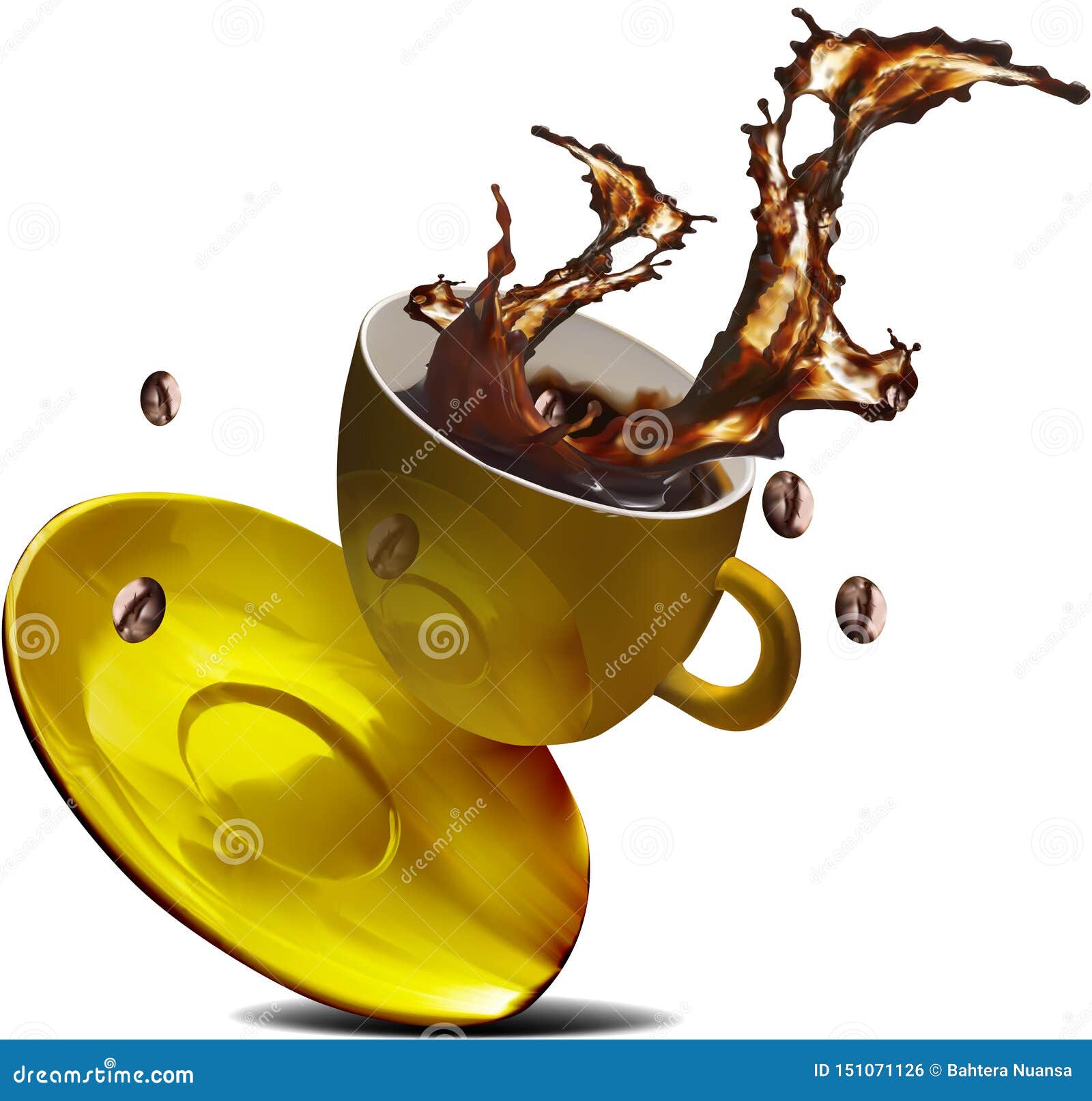 Splash Of Coffee In Carton Cup Vector Cartoon Card Template With Hand ...