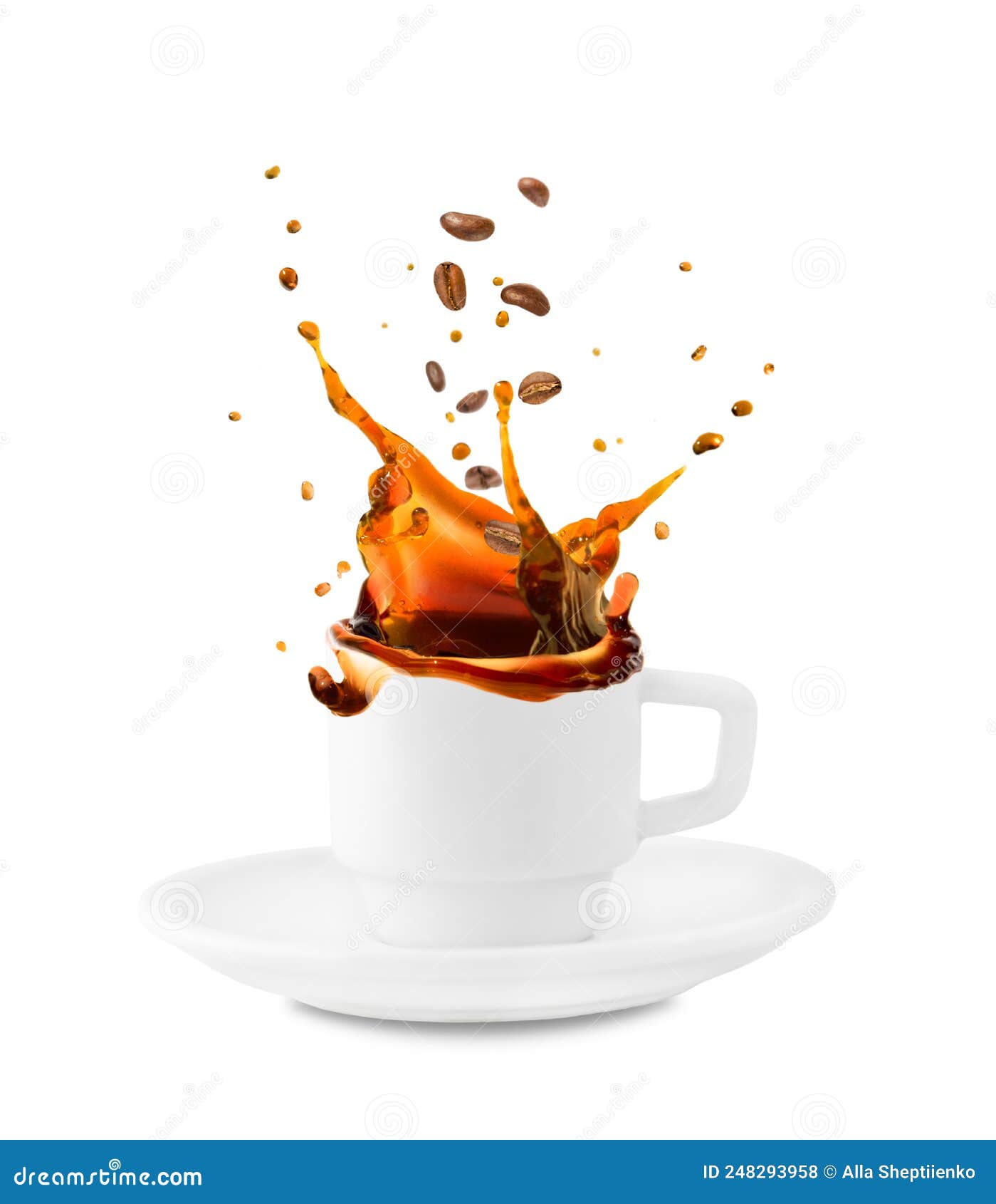 Splash of Coffee in a White Cup Stock Photo - Image of brown ...