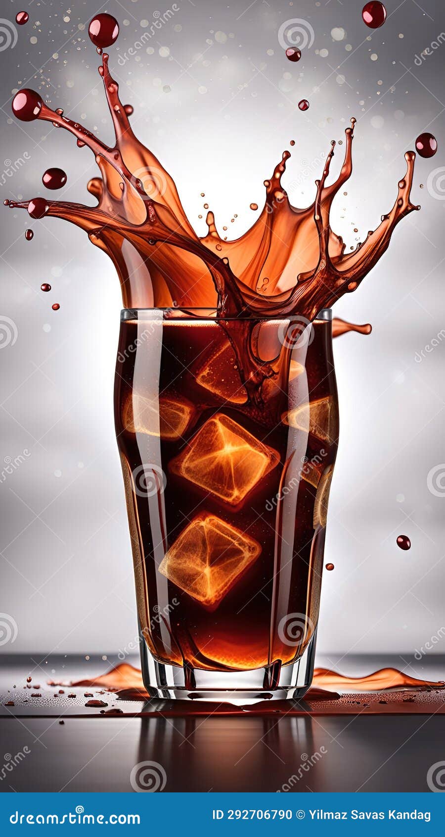 Splash of Cola in Glass with Ice Cubes. Stock Illustration ...