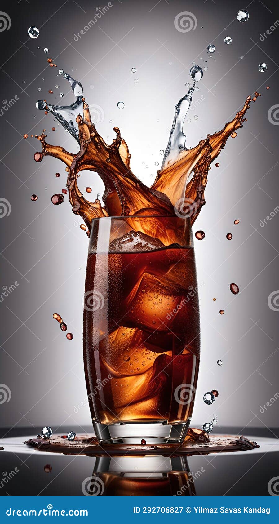 Splash of Cola in Glass with Ice Cubes. Stock Illustration ...