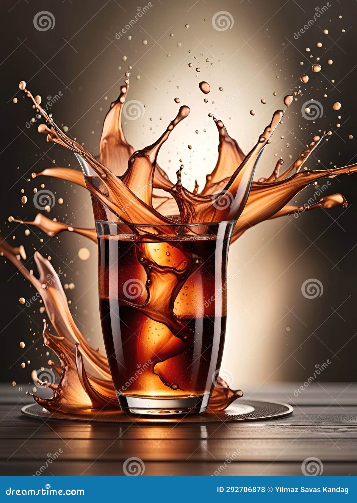 Splash of Cola in Glass with Ice Cubes. Stock Illustration ...