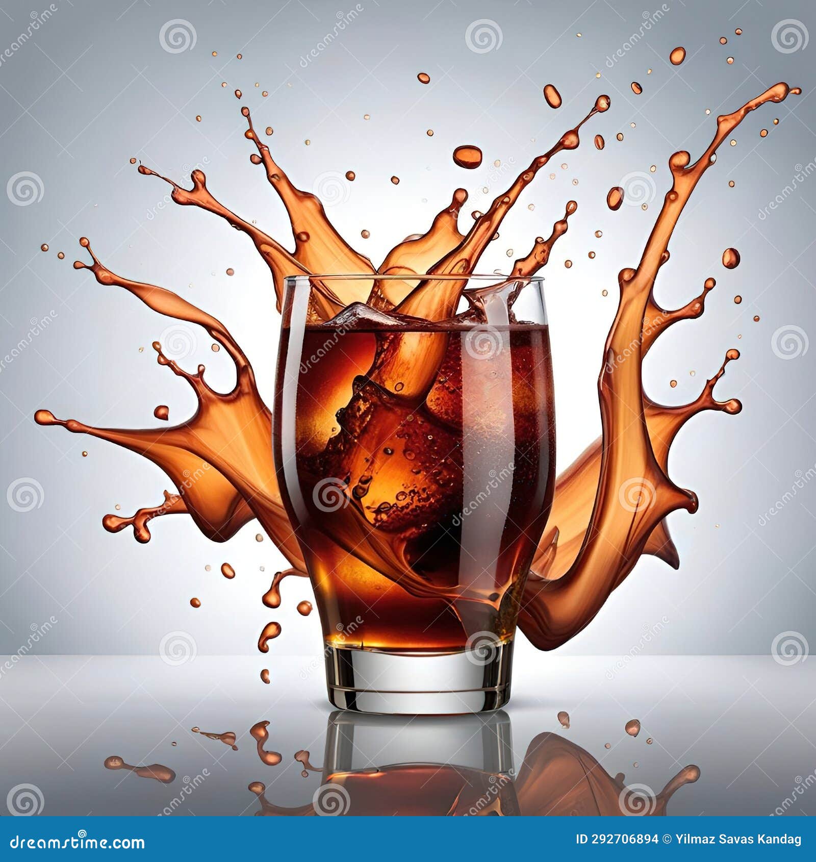 Splash of Cola in Glass with Ice Cubes. Stock Illustration ...
