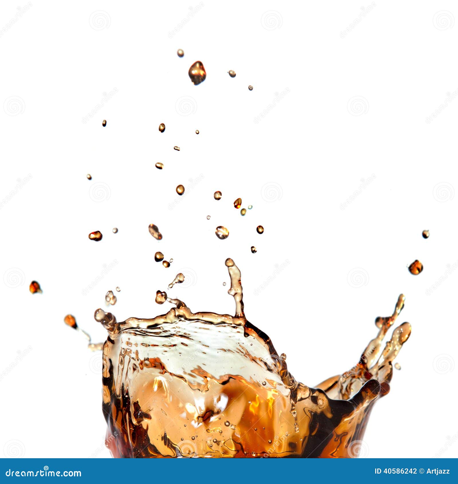 Splash of Cola in Glass Isolated on White Stock Photo - Image of ...