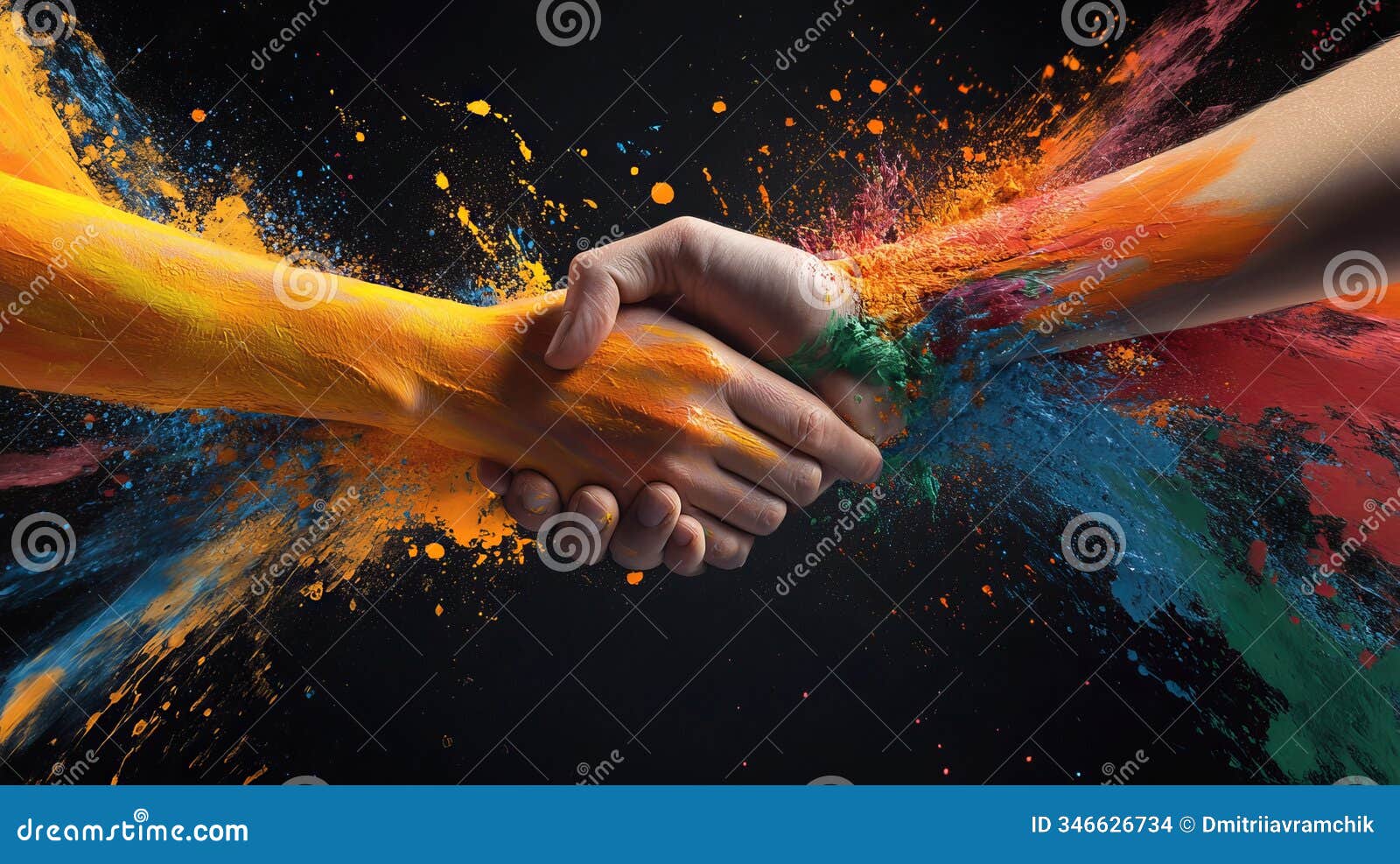 With a Splash of Color, Two Hands Shake Hands Stock Photo - Image of ...