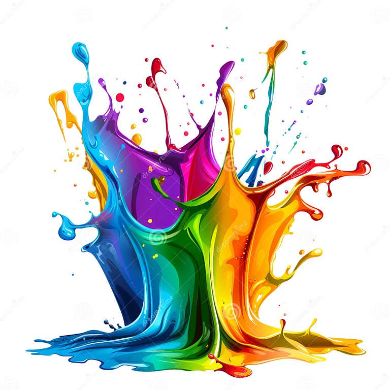 A Splash of Colors Mixed and Splashed on a White Background, Stock ...