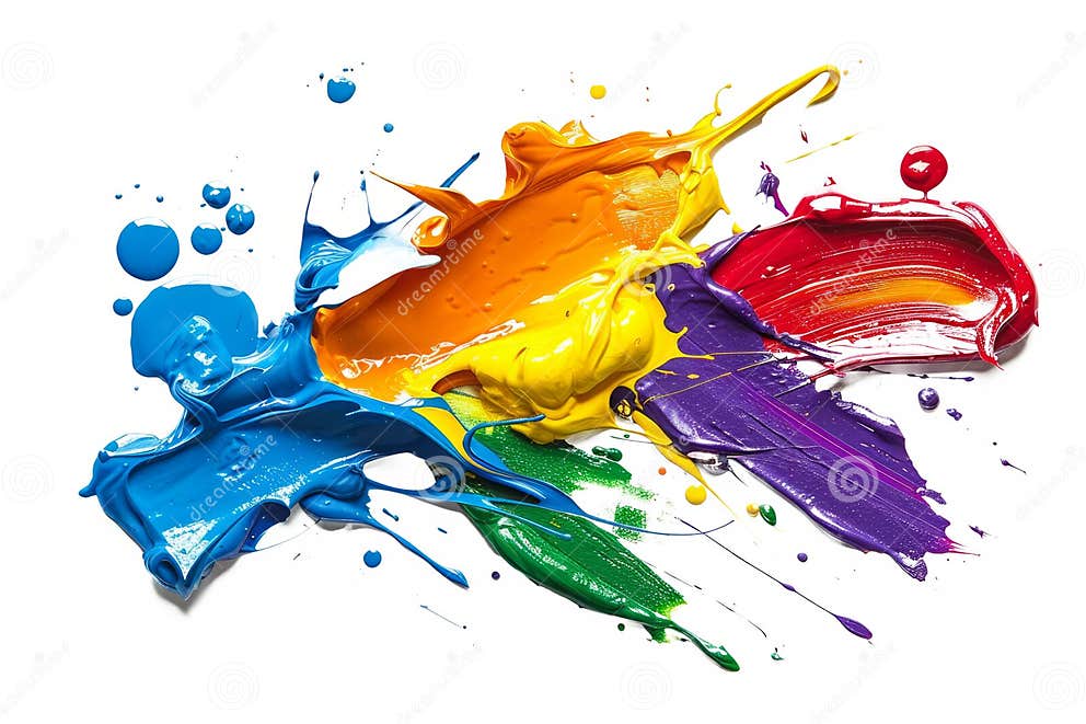 A Splash of Colors Mixed and Splashed on a White Background, Stock ...