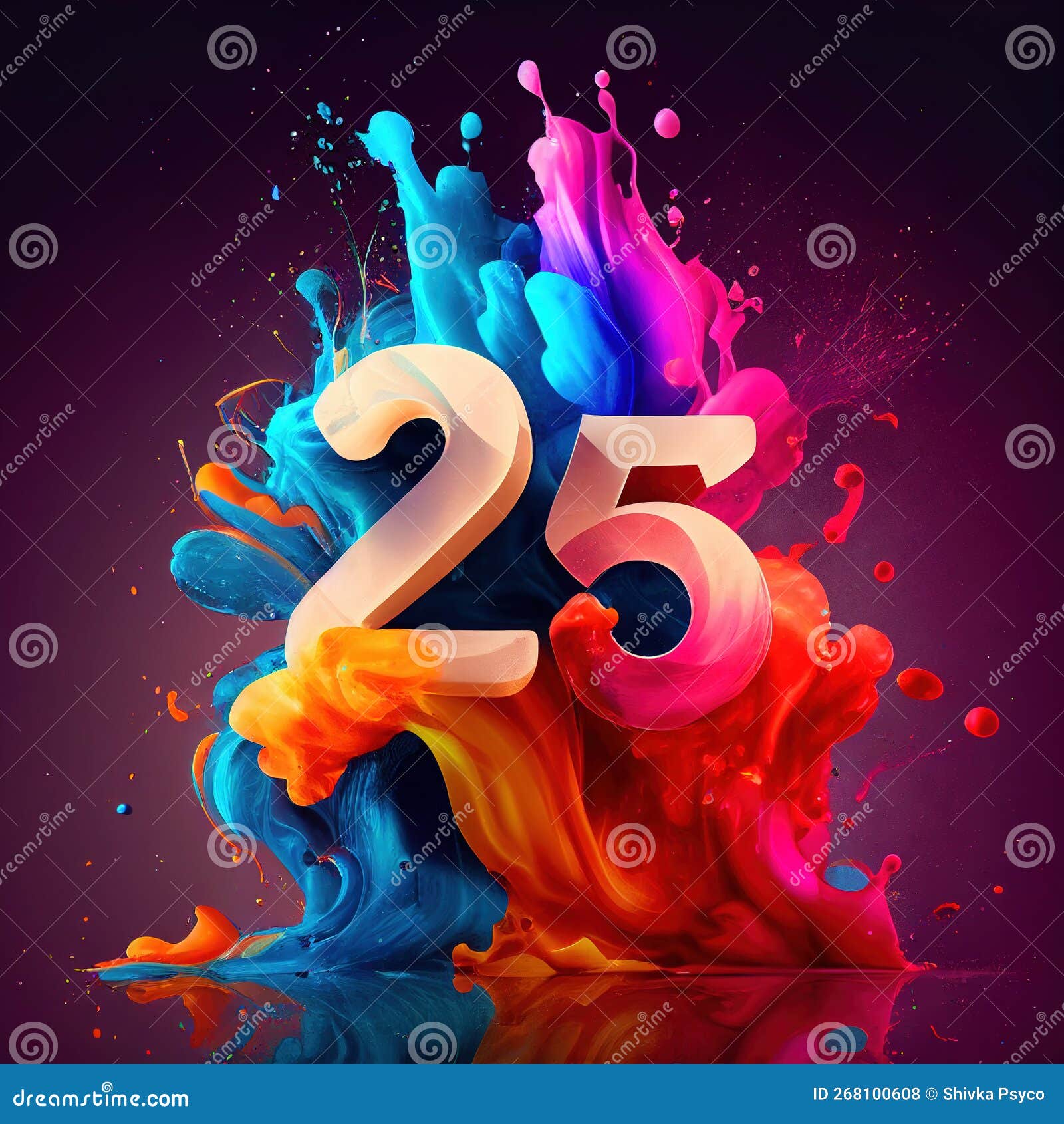 Splash of Colors with Number 25 Generative AI Stock Illustration ...