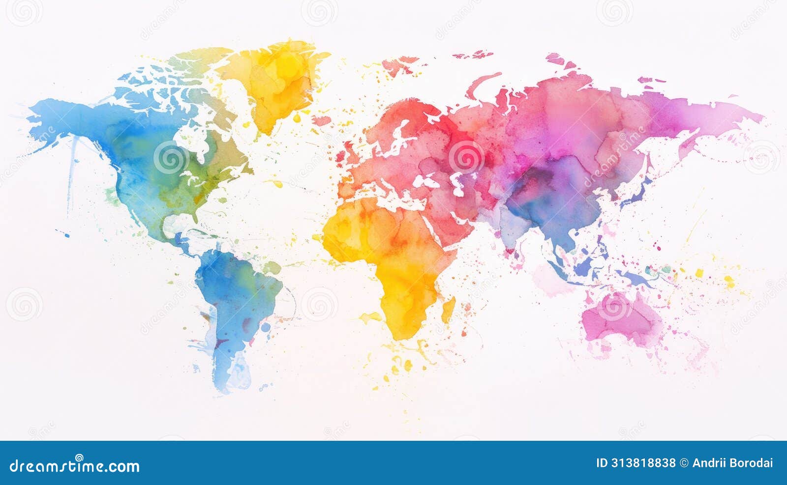 Splash of Colors on World Map. Stock Illustration - Illustration of ...