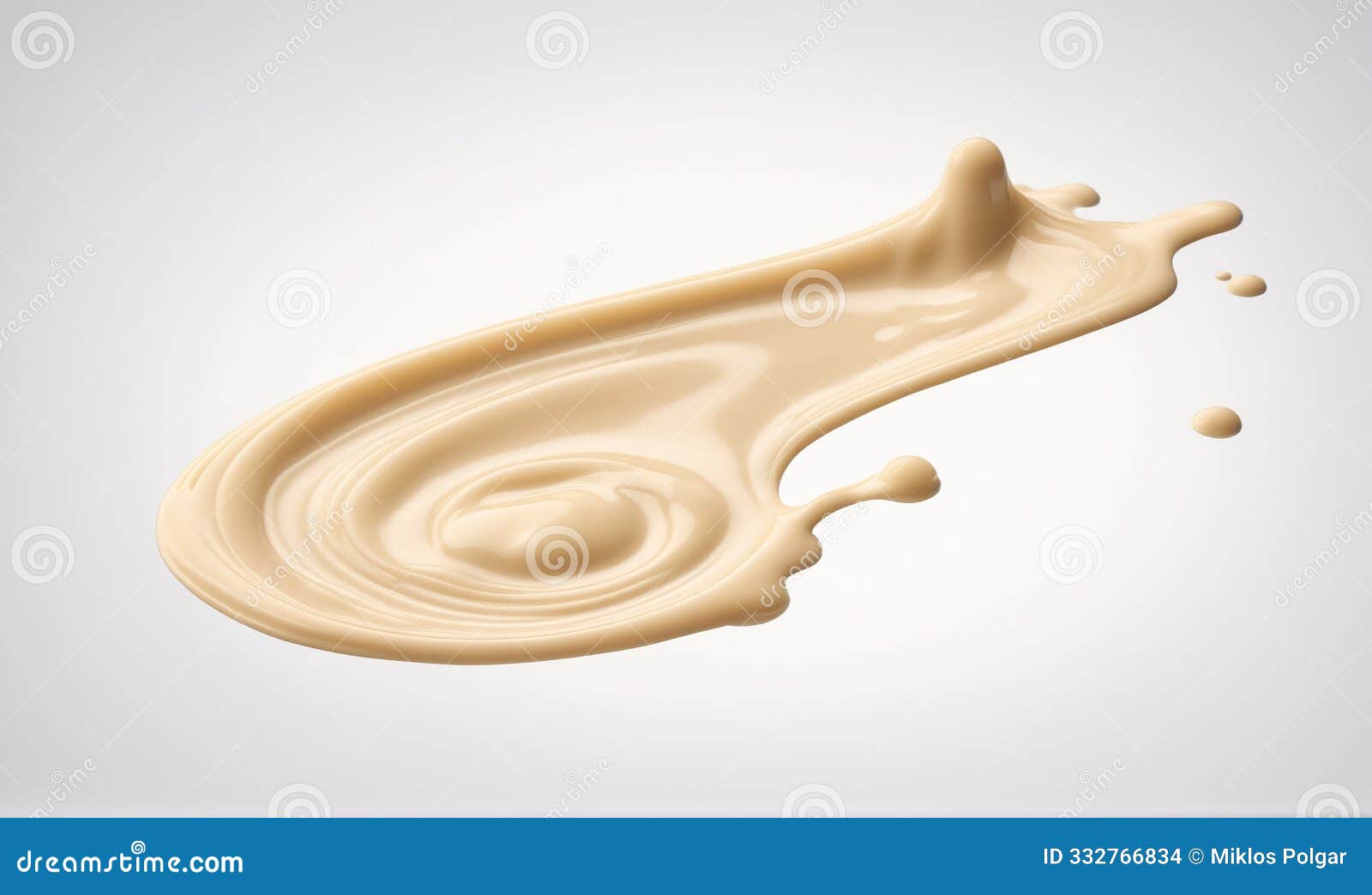 A Splash of Cream Creates a Swirling Pattern on a White Background ...