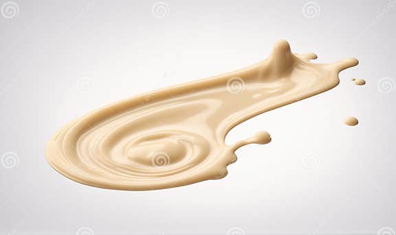 A Splash of Cream Creates a Swirling Pattern on a White Background ...