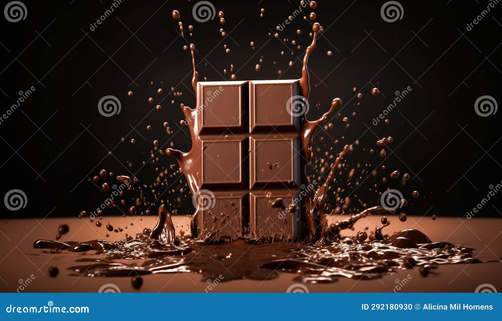 Splash of Dark Chocolate Bar in Liquid Chocolate, for a Culinary ...