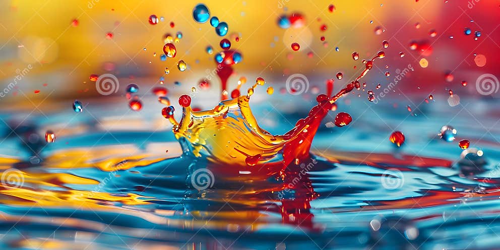 A Splash of Different Colors in the Water Stock Photo - Image of ...