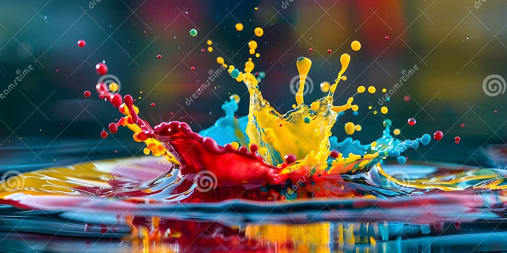 A Splash of Different Colors in the Water Stock Photo - Image of ...