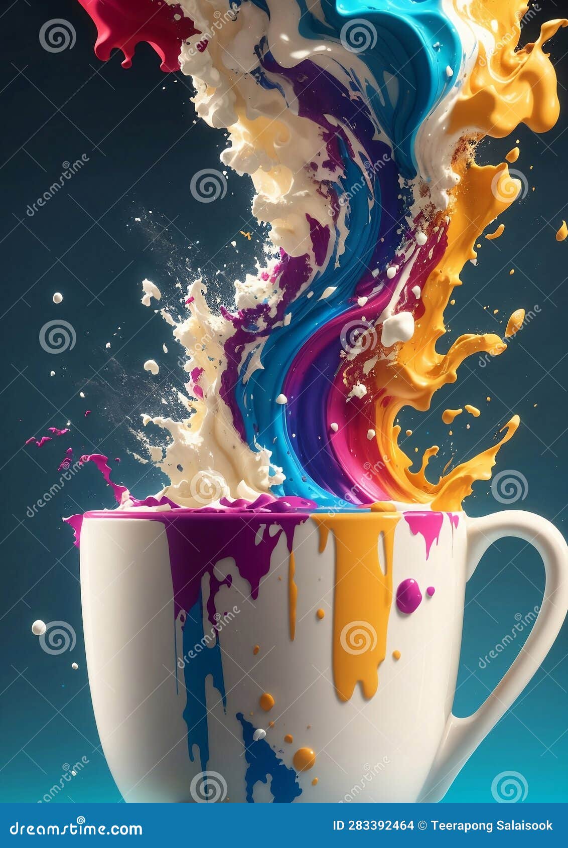 Colorful Splash Explosion in a Cup of Coffee, Generative AI ...
