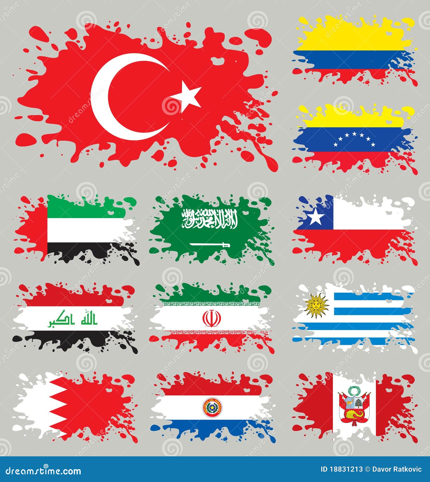 Splash flags set Mix stock vector. Illustration of asian - 18831213