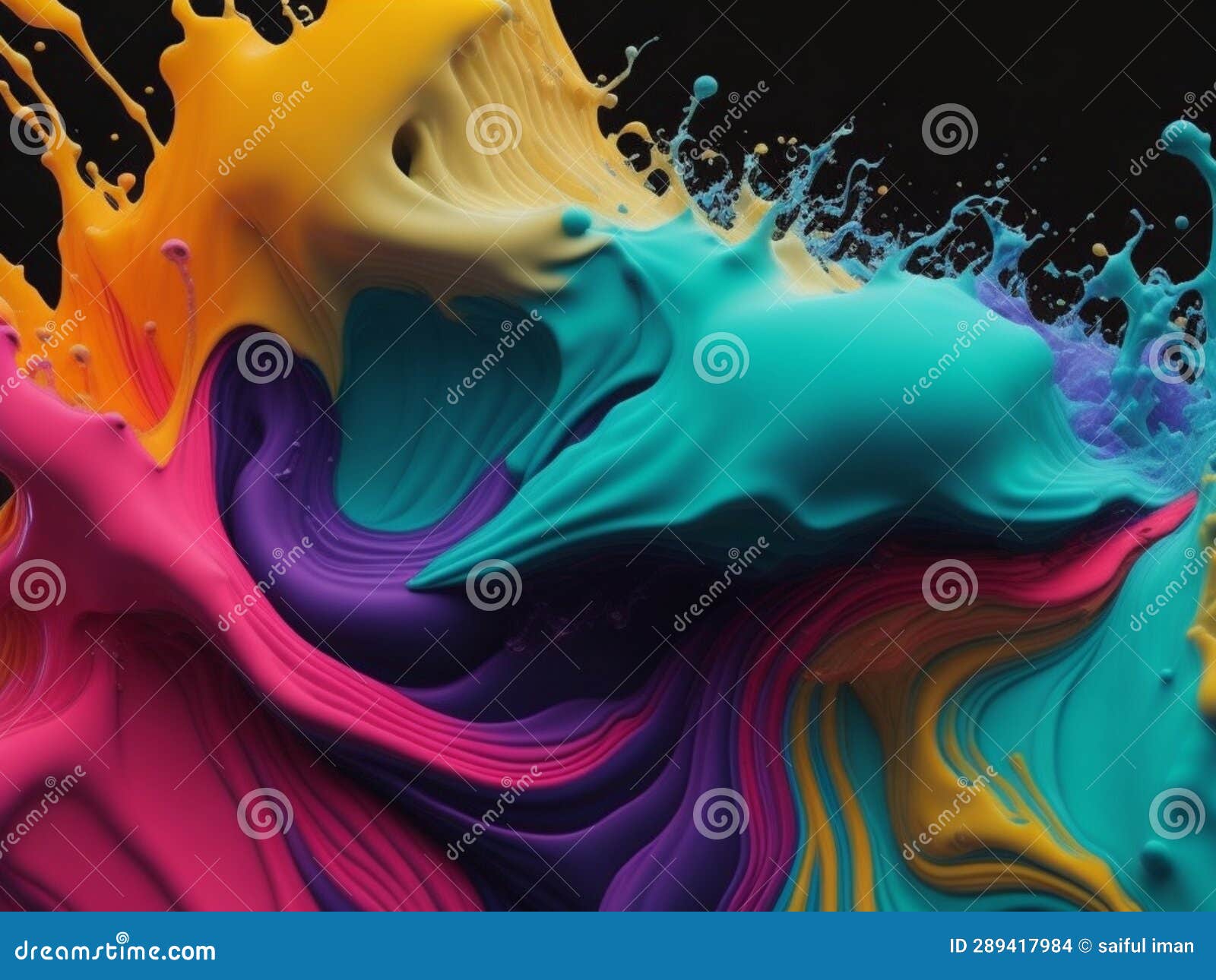 Splash, Flow, Spread Colorful Paint for Abstract Background Stock ...