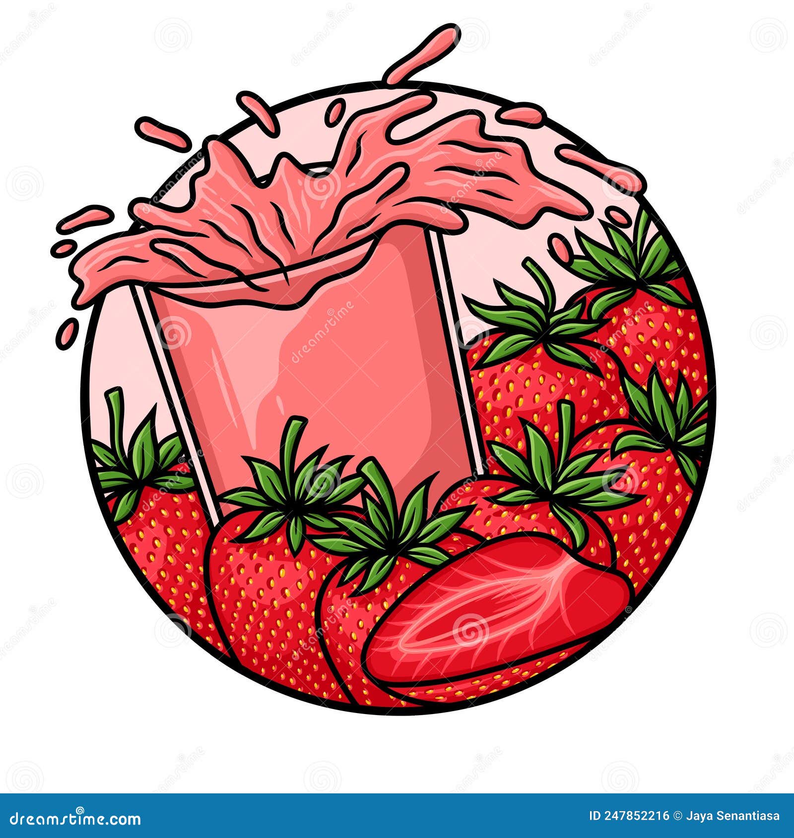 Splash Glass Strawberry Juice Vector Isolated Stock Vector ...