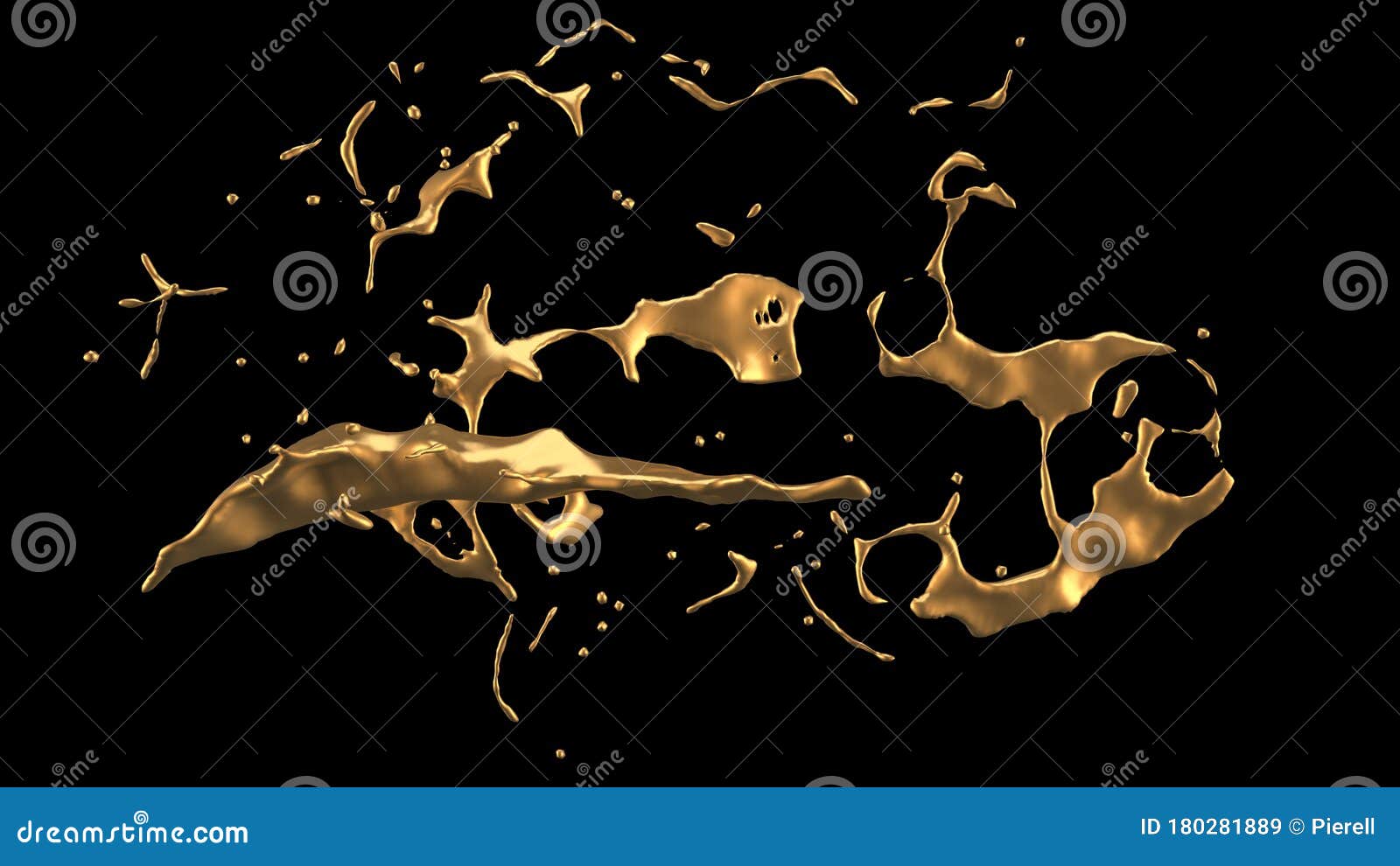 A Splash of Gold. 3d Illustration, 3d Rendering Stock Illustration ...
