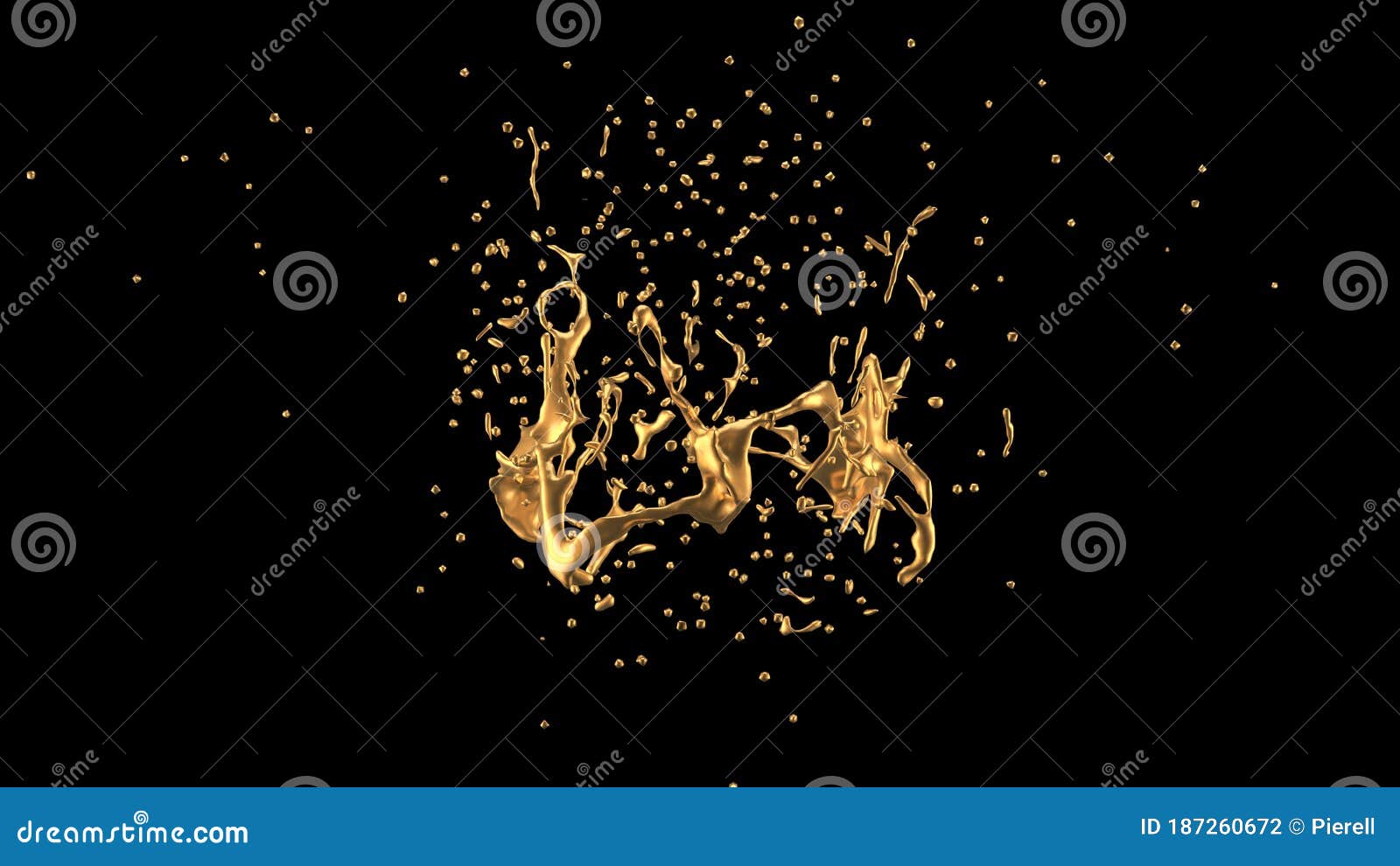 A Splash of Gold. 3d Illustration, 3d Rendering Stock Illustration ...
