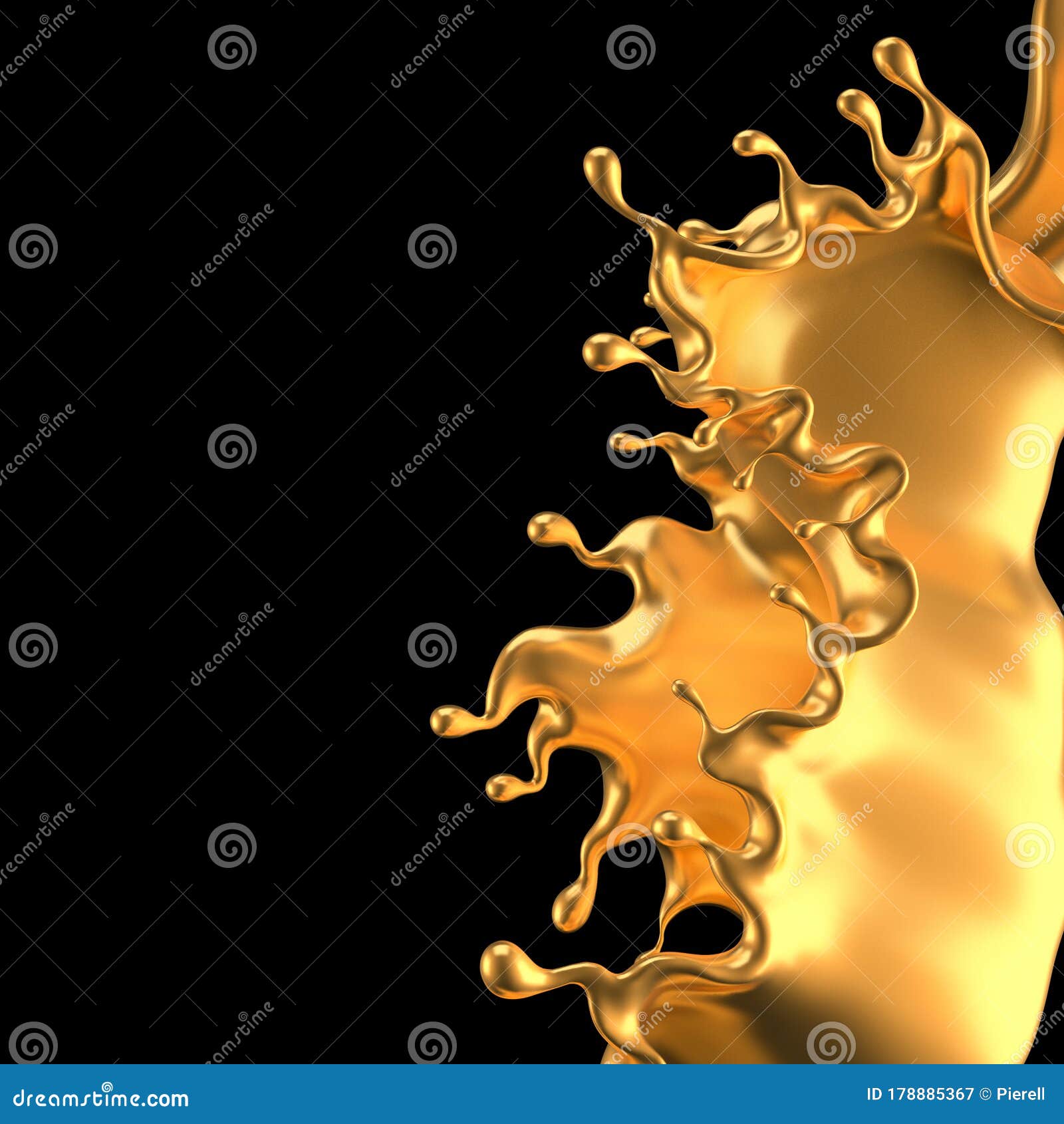 Splash Gold. 3d Illustration, 3d Rendering Stock Illustration ...