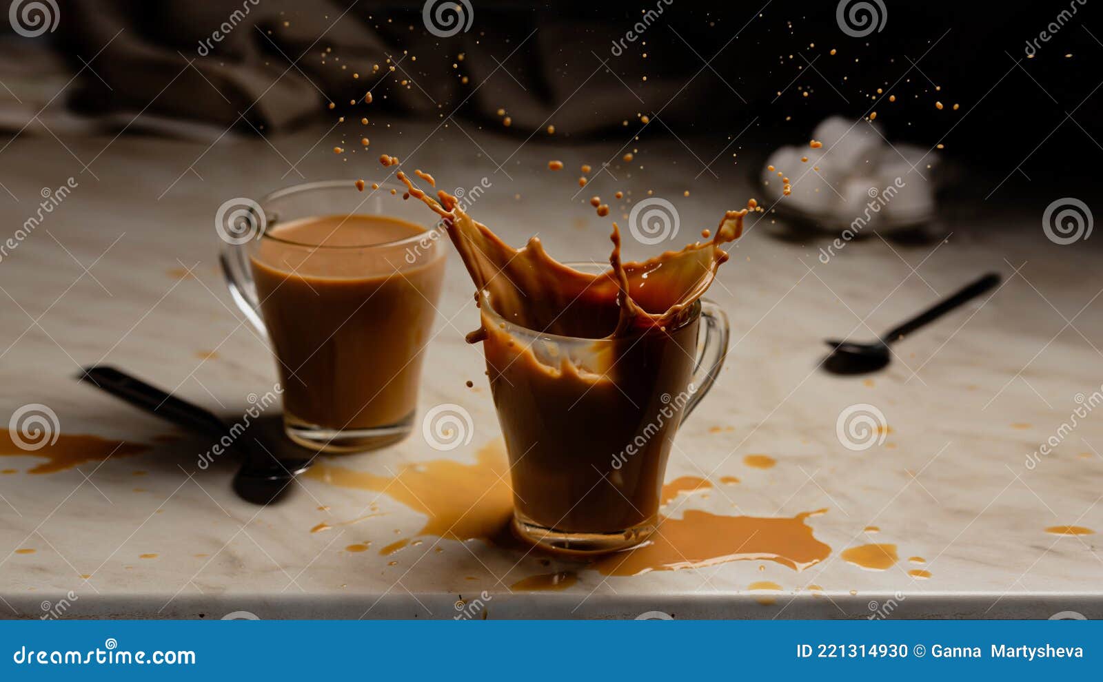 Splash of Hot Chocolate with Marshmallows Stock Photo - Image of ...