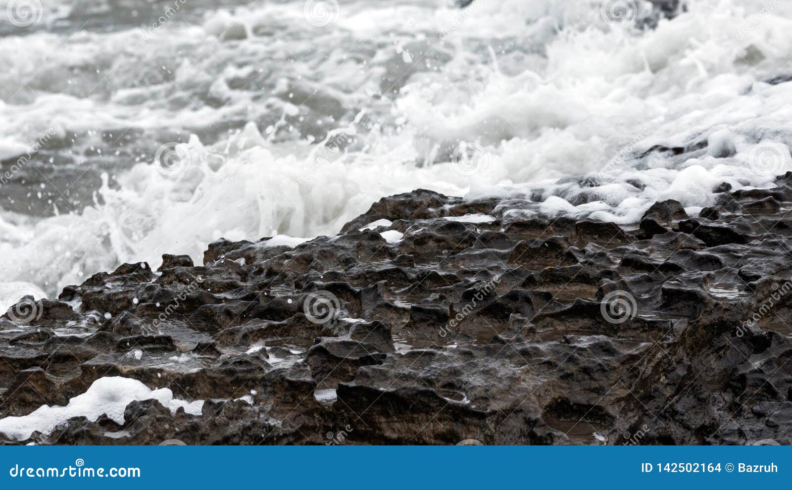 Splash of Huge Waves on a Rocky Shore Stock Photo - Image of hurricane ...