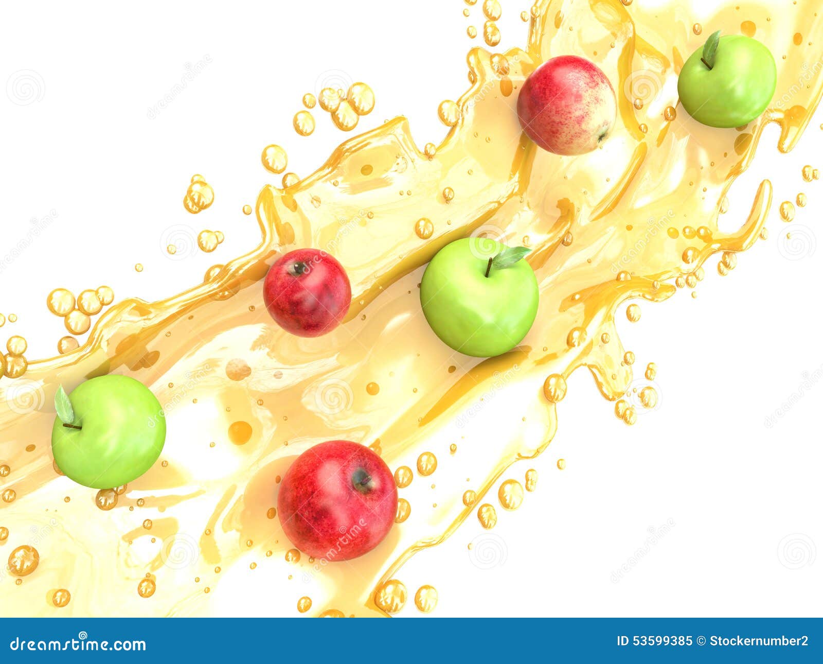 Splash Juice with Apple Isolated on White Stock Illustration ...