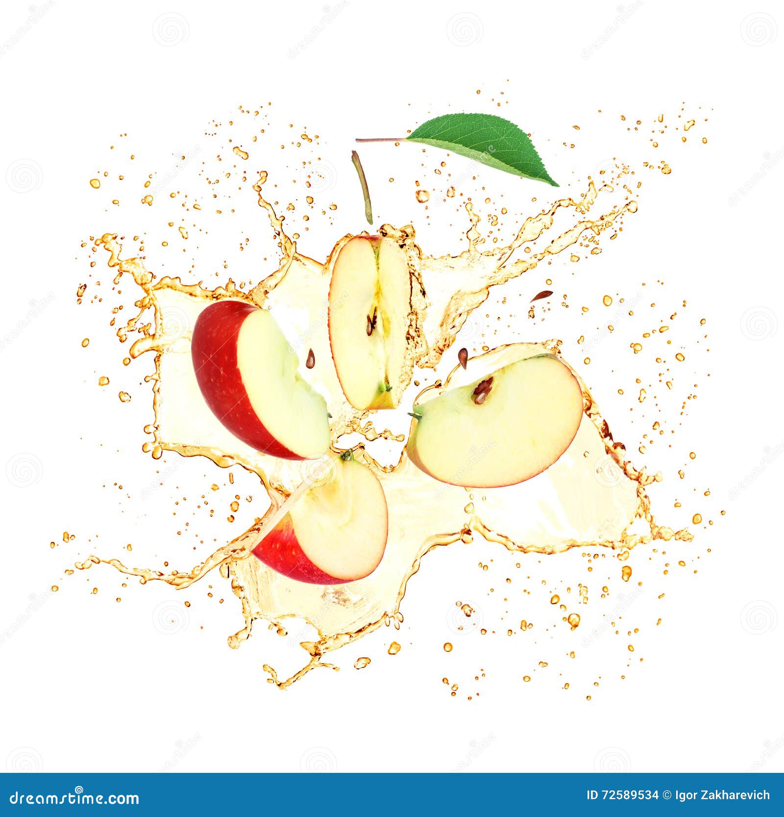 Splash juice with apple stock photo. Image of snack, food - 72589534