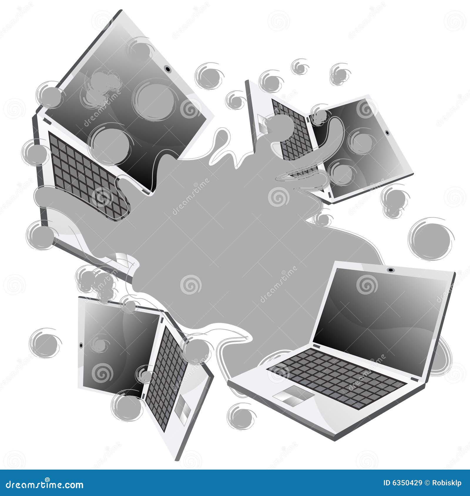Splash with laptops stock vector. Illustration of internet - 6350429