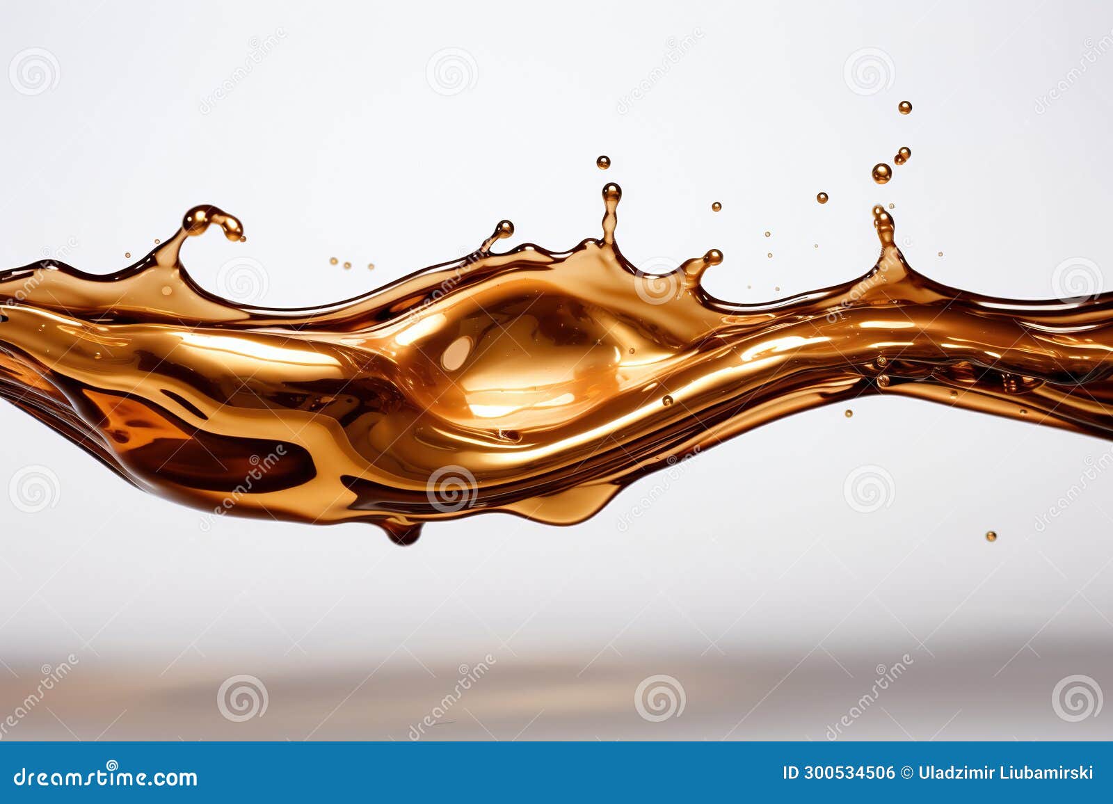 A Splash of Liquid Bronze on a White Background. Abstraction. Generated ...